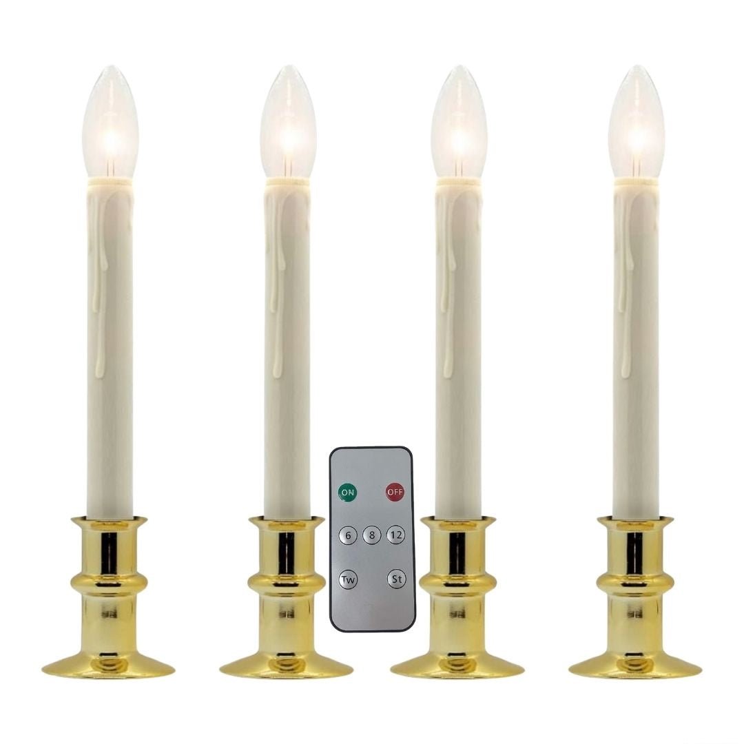 Celestial Set of 4 Bronze LED Window Candles | Remote Included ...